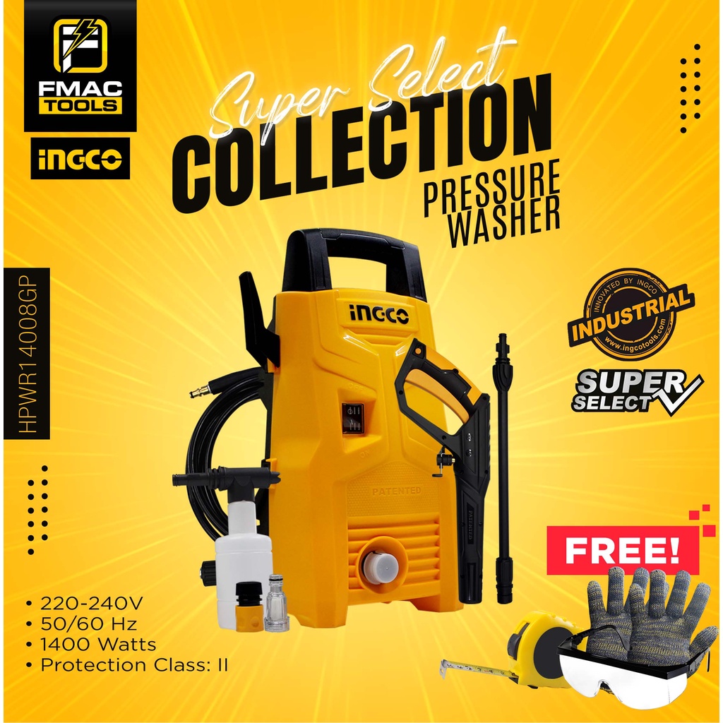 INGCO SUPER SELECT Industrial High Pressure Washer 1400W HPWR14008GP ...