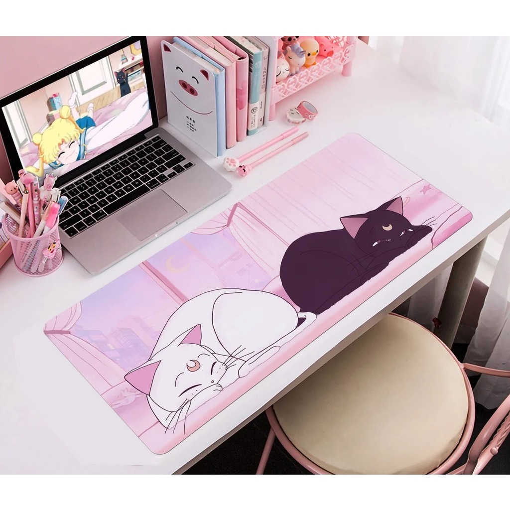Laptop Mousepad cute Kawaii anime cats deskmat XXL extended gaming desk ...