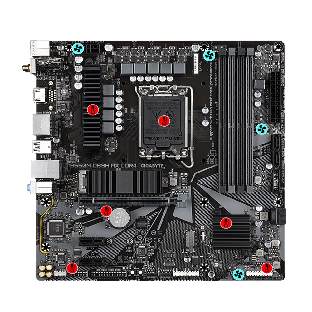 REFURB GA-B660M-DS3H-AX-DDR4 GIGABYTE INTEL B660 LGA1700 DDR4 6+2+1 DIGITAL VRM, WIFI6 2.5GbE ...