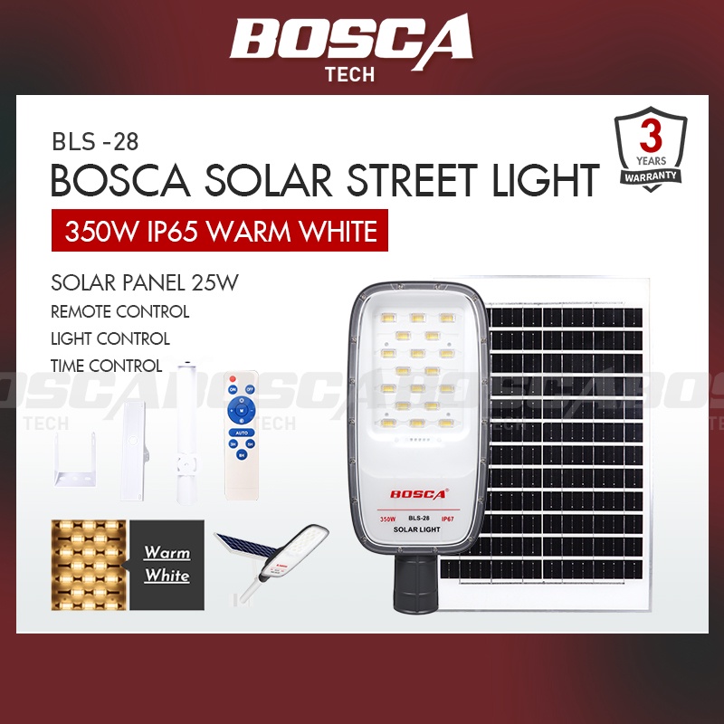 BOSCA Solar Street Light 350W BLS-28 IP65 Light control 25w solar panel ...