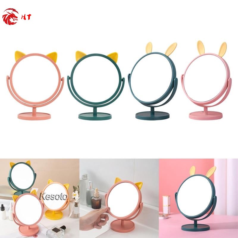 Makeup Mirror Cat Ear Design Desktop Rotating Vanity mirror room ...