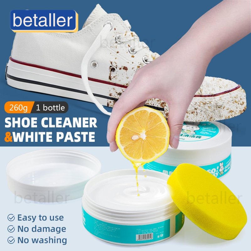 White Shoe Cleaning Cream Shoes Cleaner Wipe Sponge Wash-free Deconta ...