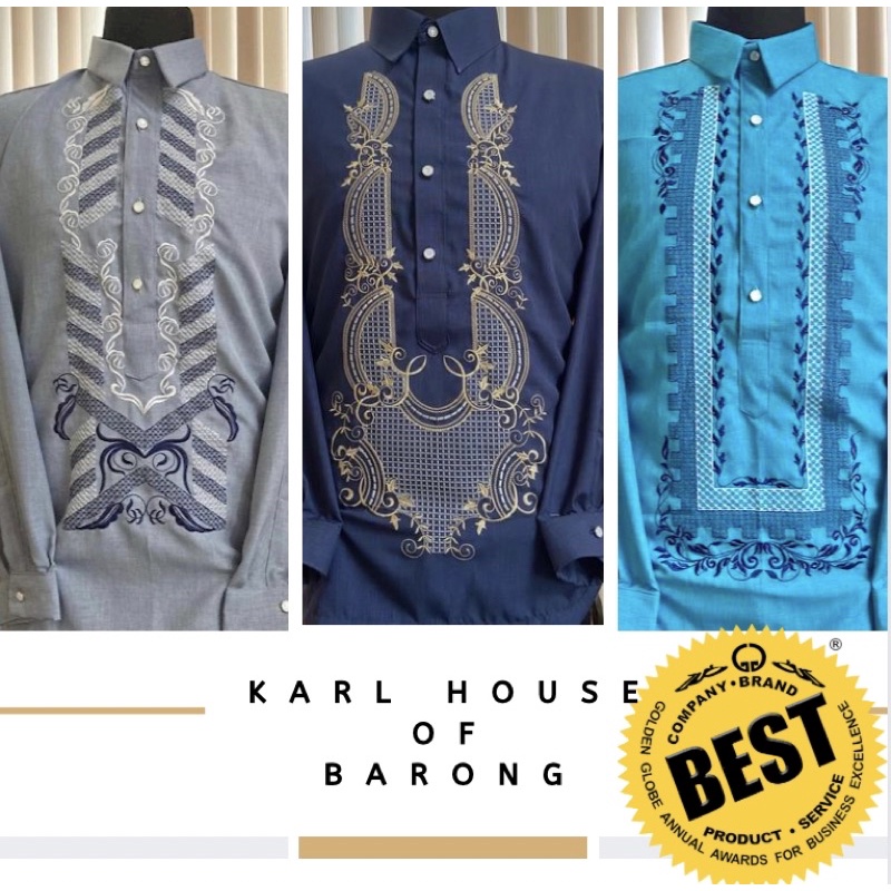 Long Sleeves Polo Barong for Men / Formal Attire (Computerized ...