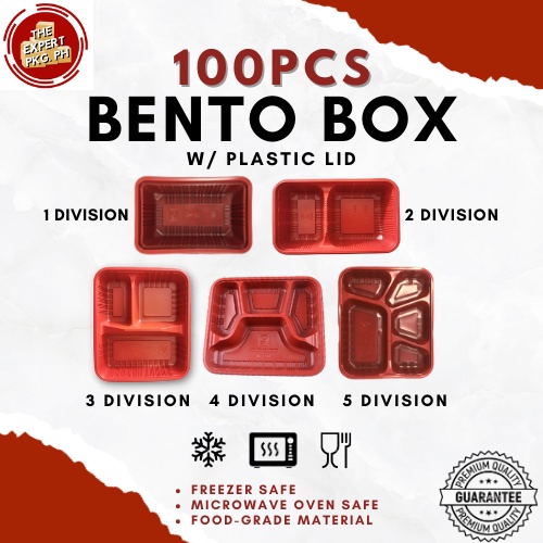 [100pcs] Bento Box Trays With Plastic Lid 1 | 2 | 3 | 4 | 5 ...