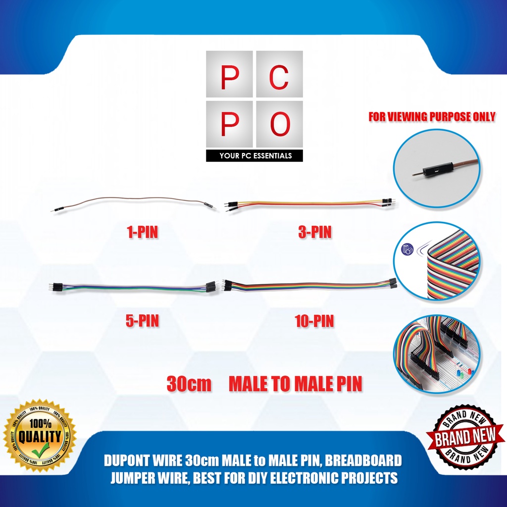 DUPONT WIRE 30cm MALE to MALE PIN, BREADBOARD JUMPER WIRE, BEST FOR DIY ...
