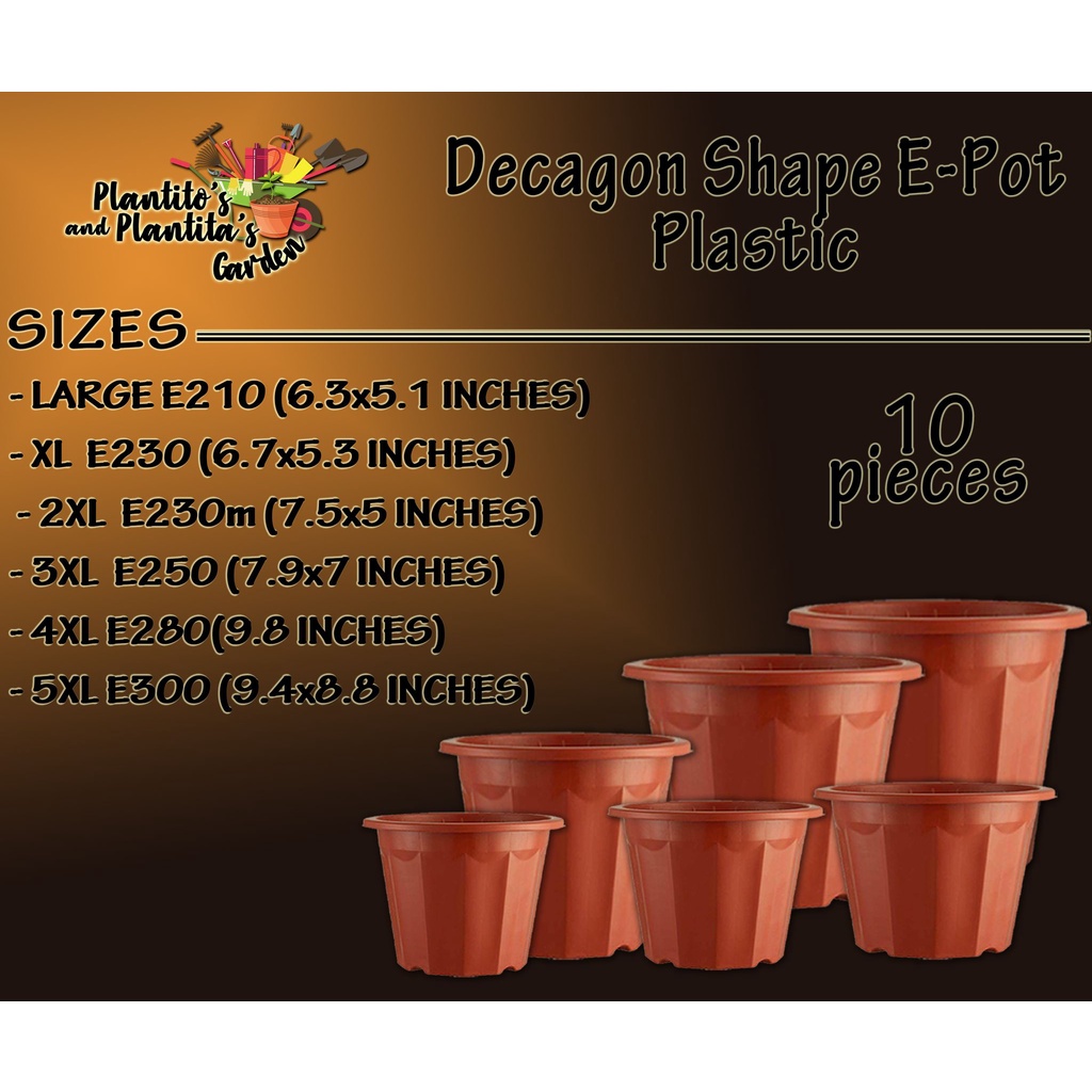 10 Pieces Decagon Shape E-Pot plastic | Shopee Philippines