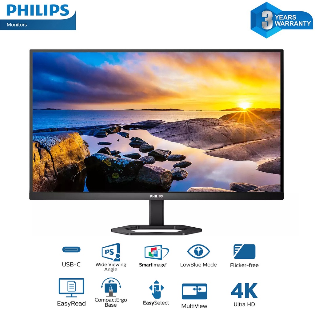 Philips USB-C 27" Monitor 27E1N5900E, 5000 Series, UltraClear 4K UHD ...