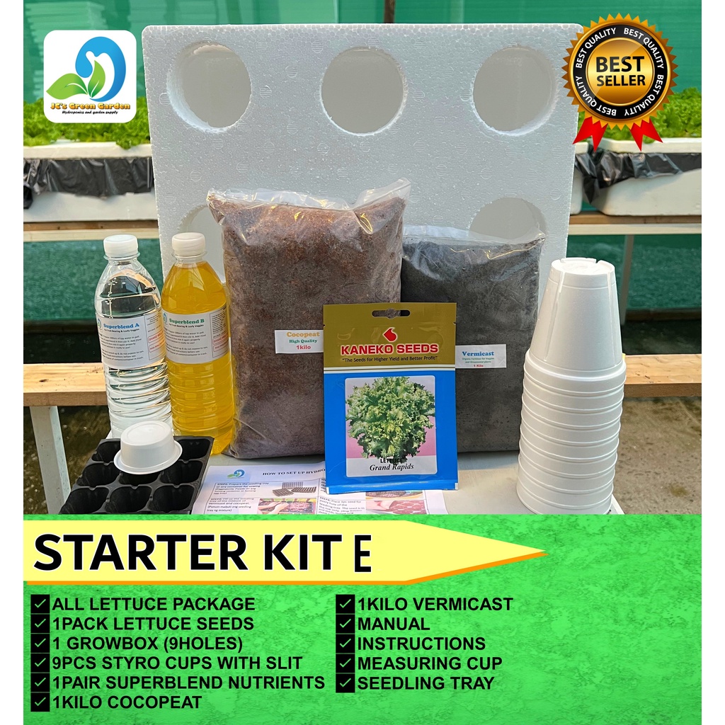 HYDROPONICS STARTER KIT E - ALL LETTUCE PACKAGE/FOR BEGINNERS/COMPLETE ...