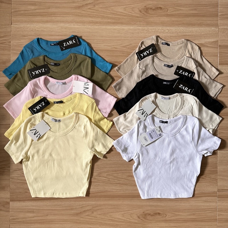 Z A R A Basic Ribbed Crop Tops | Shopee Philippines