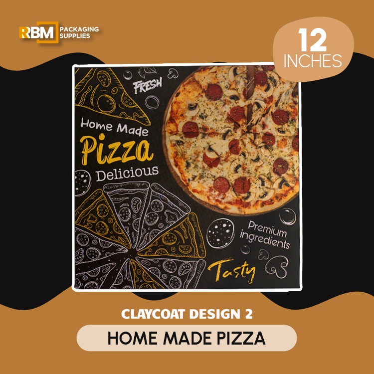 Clay Coated Pizza Box | with Generic Print - Homemade Pizza Design | 12 ...