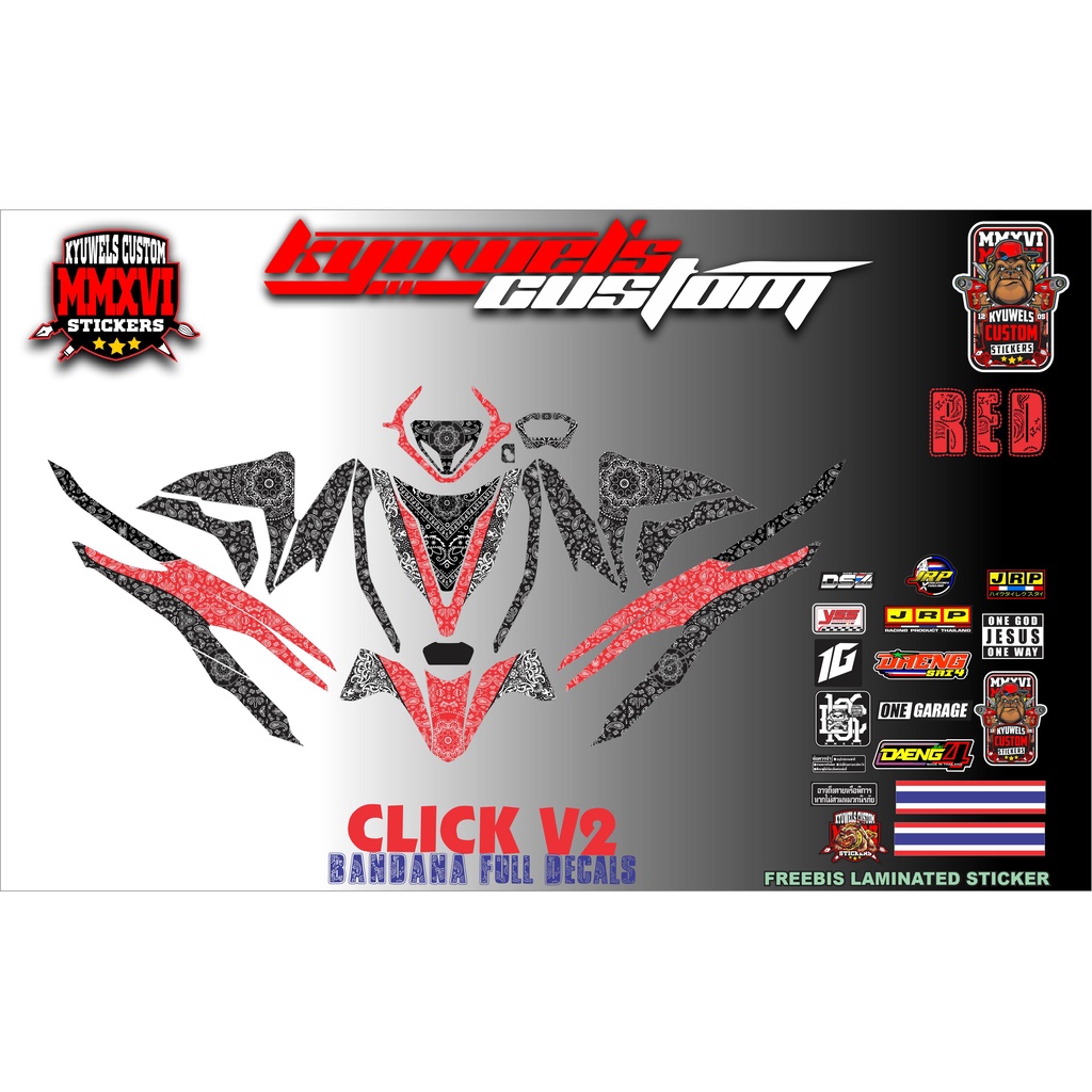 HONDA CLICK V2 BANDANA FULL DECALS | Shopee Philippines