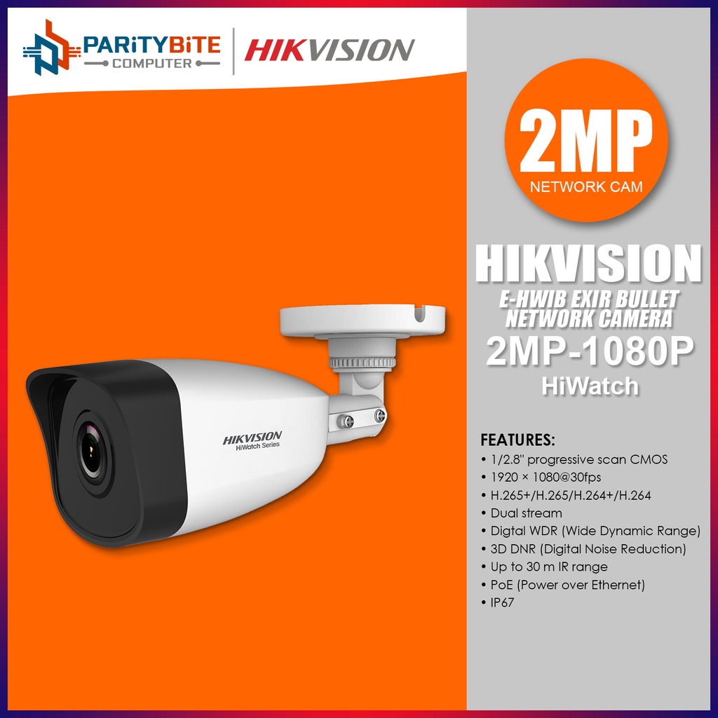 Hikvision HiWatch E-HWIB 2.8mm 2MP Bullet IPCAM POE | Shopee Philippines