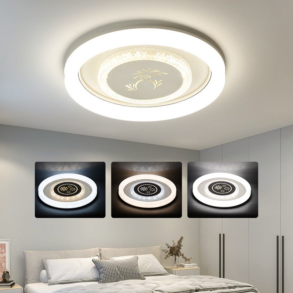 LiLi LED Tricolor Ceiling Light 220V 120W Double round crystal main ...