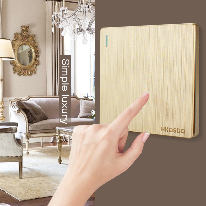 Light panel switch, gold single control switch, simple and luxurious ...