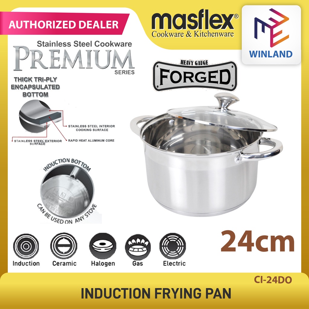 MASFLEX by Winland 24cm Stainless Steel Induction Casserole with Glass ...