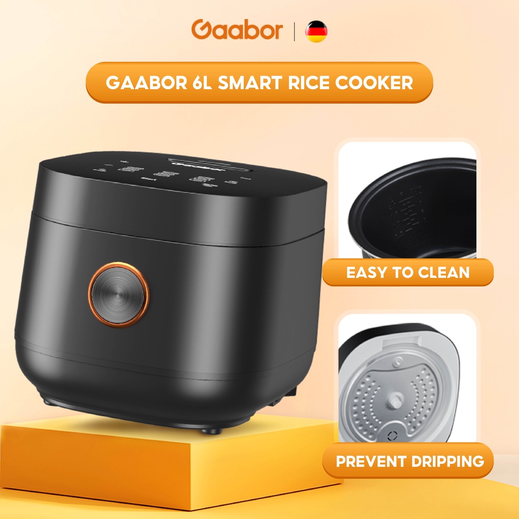Gaabor Rice Cooker, 6L Big Capacity Touch Control 24h Preset Timer ...