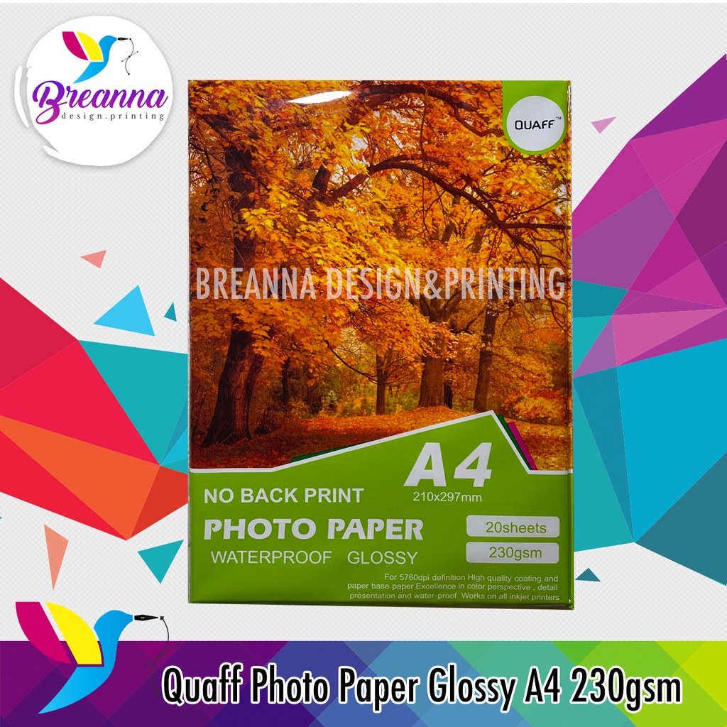 Quaff Glossy Photo Paper 230gsm A4 no backprint | Shopee Philippines