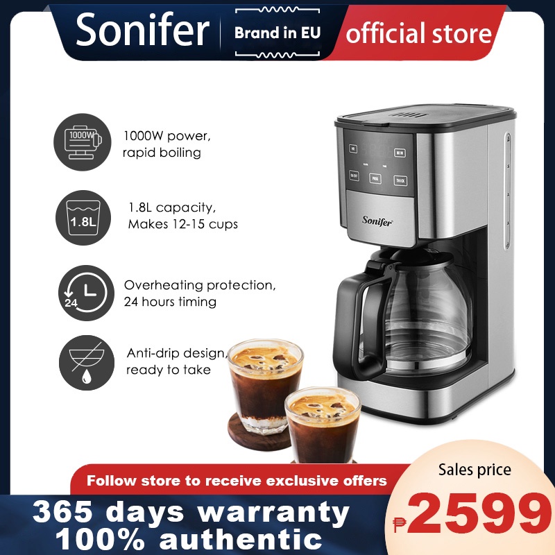 Sonifer 12-Cup Home Coffee Maker Touch Screen Programmable Drip Coffee ...