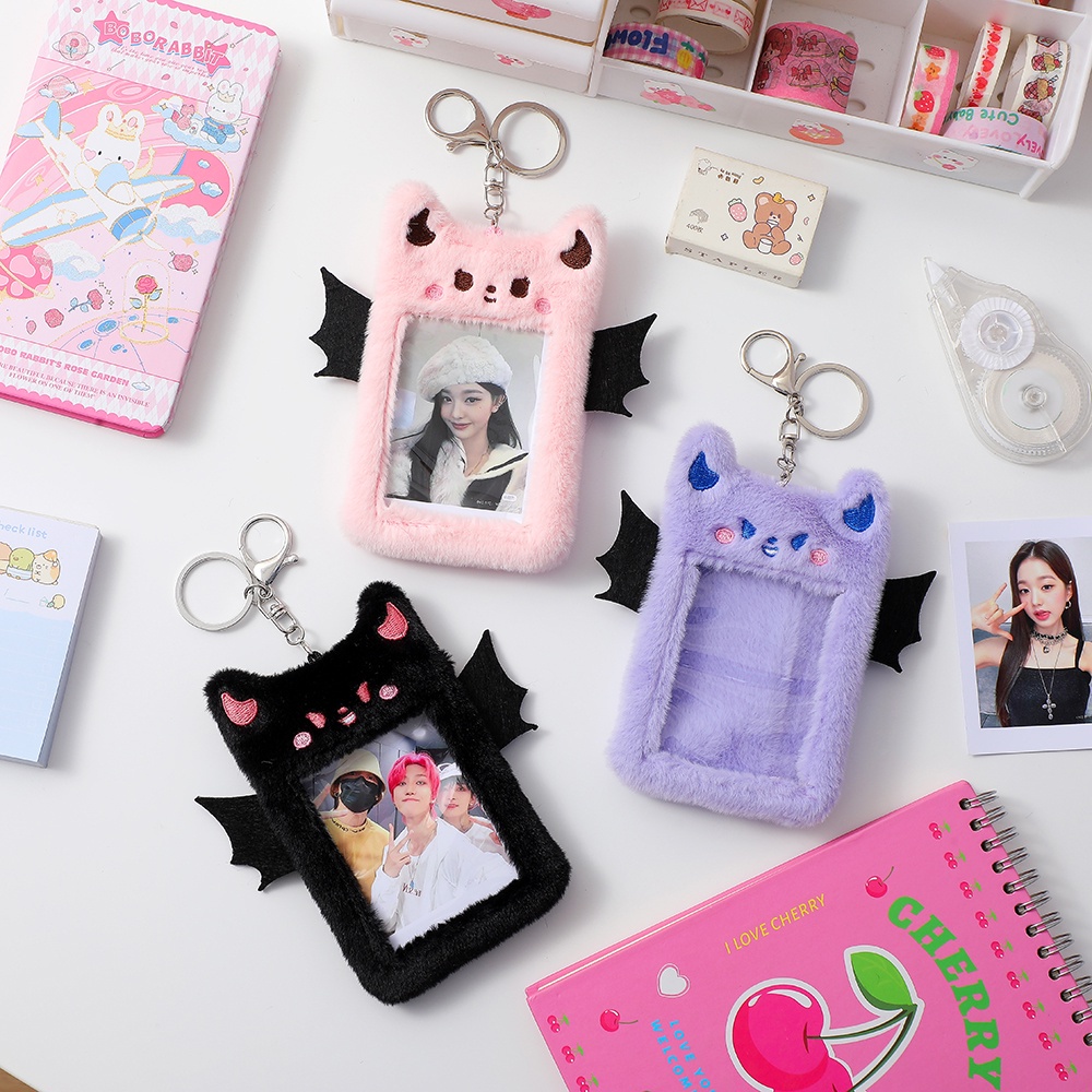 Kawaii Little Devil Plush Card Case Soft Bear Idol Photocard Sleeves ...