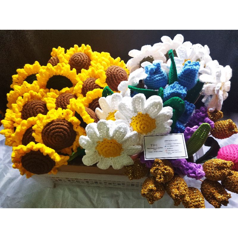 Crochet Flowers Boquet- No wrap-sold per stem | Shopee Philippines