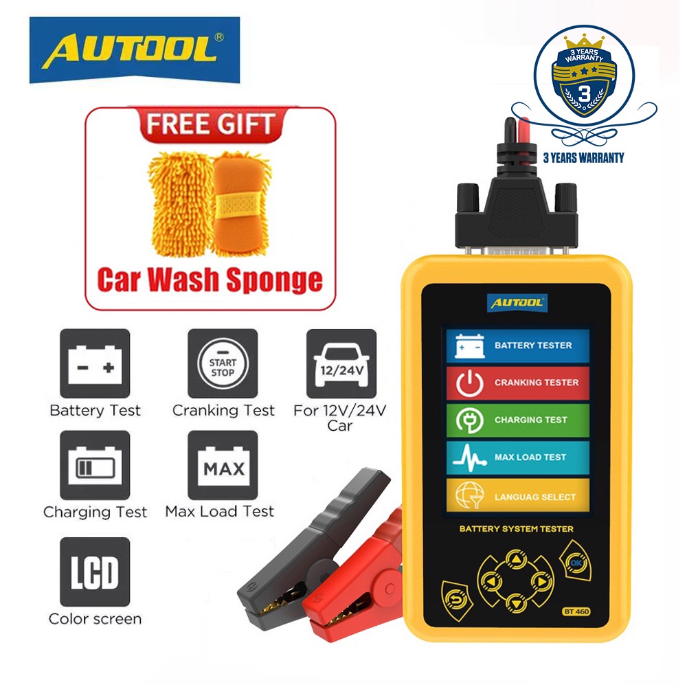 AUTOOL 12V 24V Car Battery Load Tester Car Load Cranking Charging ...