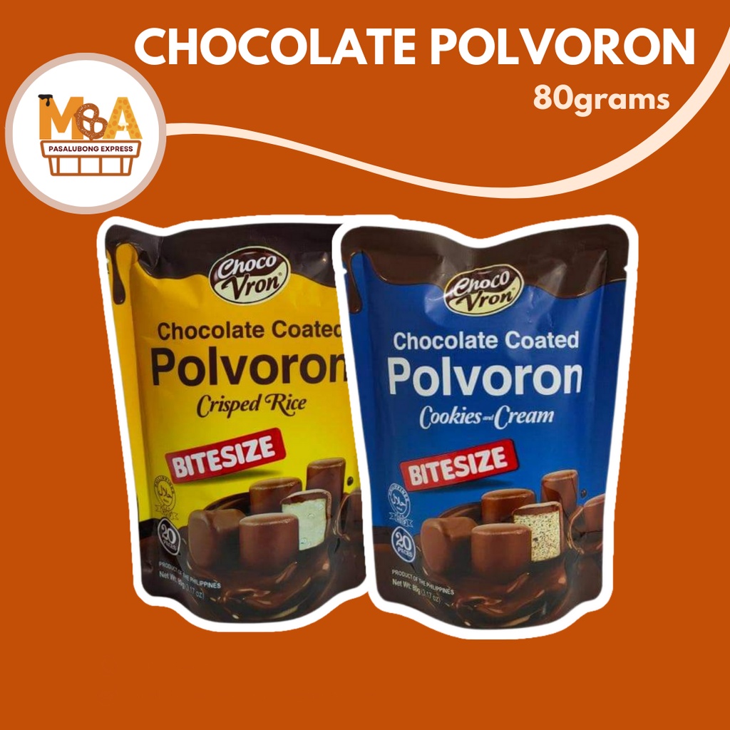 CHOCOVRON CHOCOLATE COATED POLVORON (80 GRAMS) | Shopee Philippines