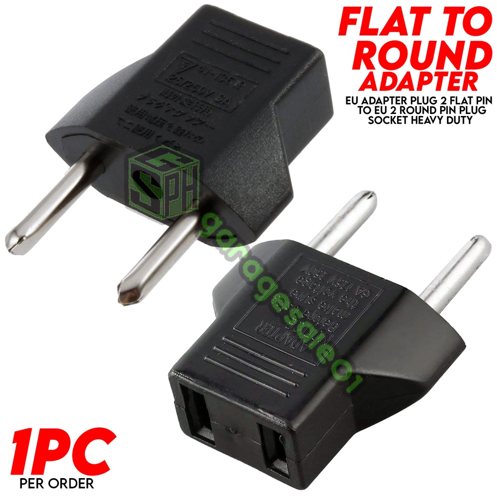 EU Adapter Plug 2 Flat Pin To EU 2 Round Pin Plug Socket Power Charger ... EU Adapter Plug 2 Flat Pin To EU 2 Round Pin Plug Socket Power Charger ...