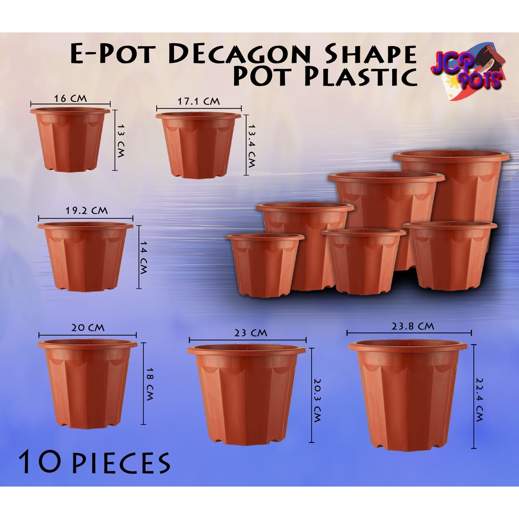 10 Pieces E-Pot Decagon Shape Pot plastic | Shopee Philippines