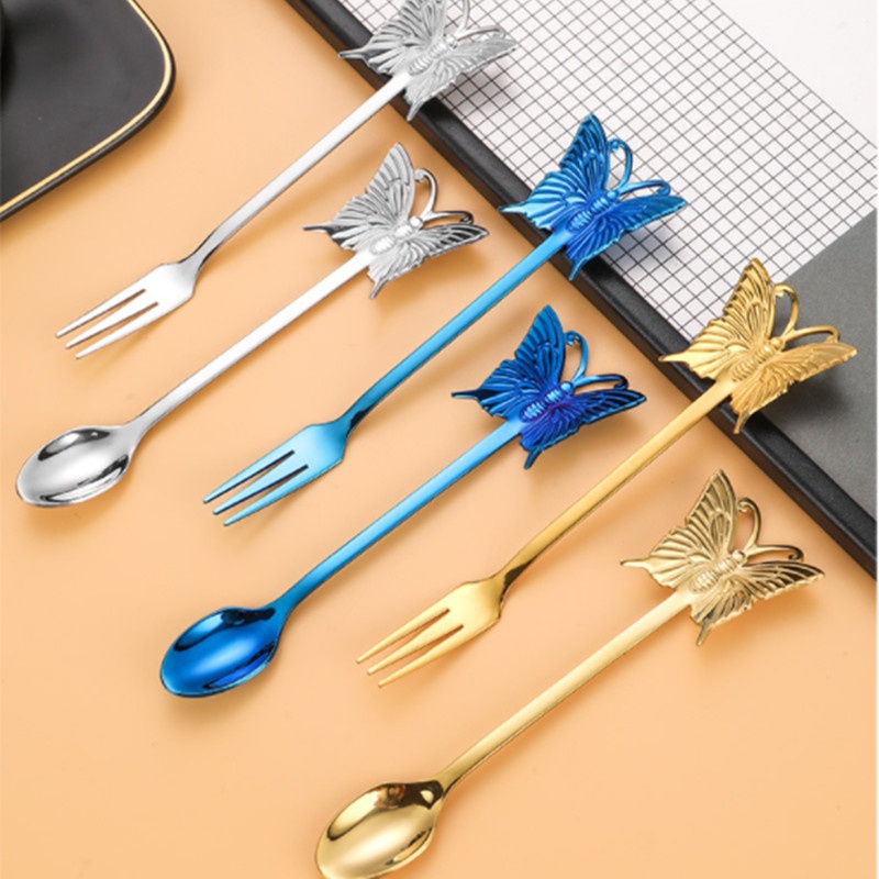 Titanium butterfly spoon 304 stainless steel coffee spoon stirring ...