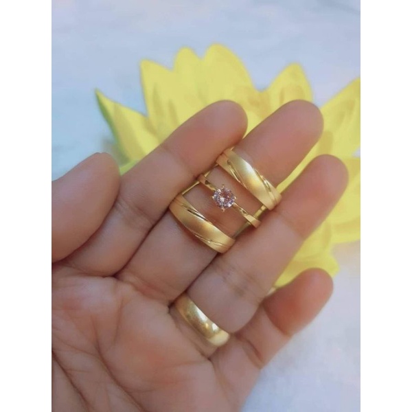 10k saudi gold Wedding ring set 3-1,200 | Shopee Philippines