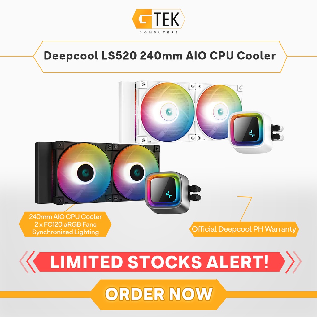 Deepcool LS520 240mm aRGB AIO Liquid CPU Cooler Black / White | Shopee ...