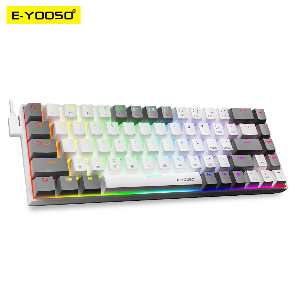 E-YOOSO Z686 RGB USB 60% Mini slim Mechanical Gaming Wired Keyboard Red ...