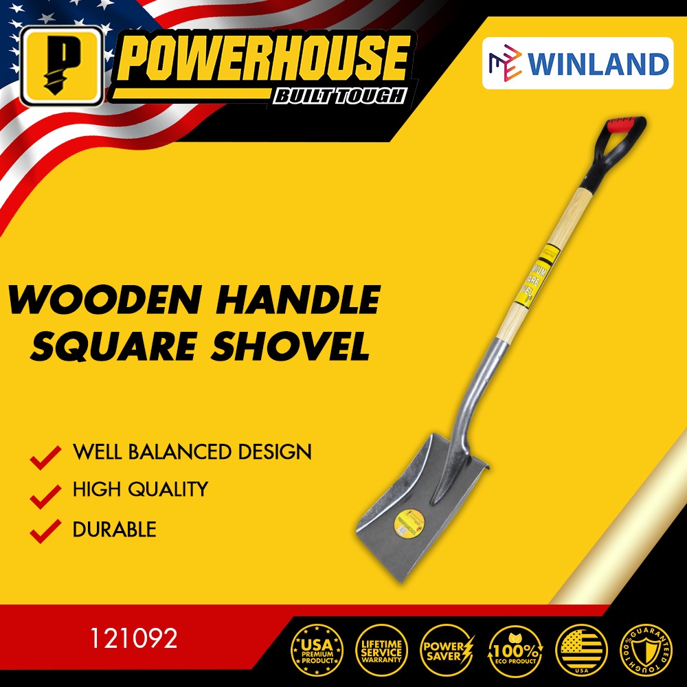 POWERHOUSE by Winland 121092 Premium Wooden Handle Square Shovel ...