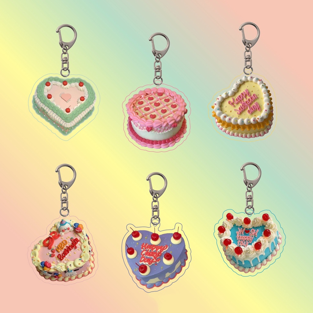 Cake Key Chain Fashion Cute French Pastries Keychain Bag Happy Birthday ...