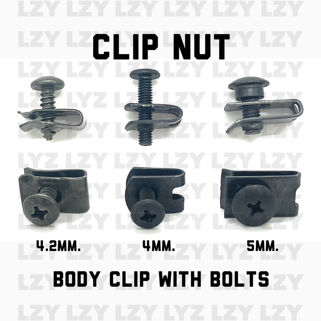 1 Pair Honda Yamaha BODY CLIP WITH BOLT 4.2mm 4mm 5mm FLAIRINGS BODY ...