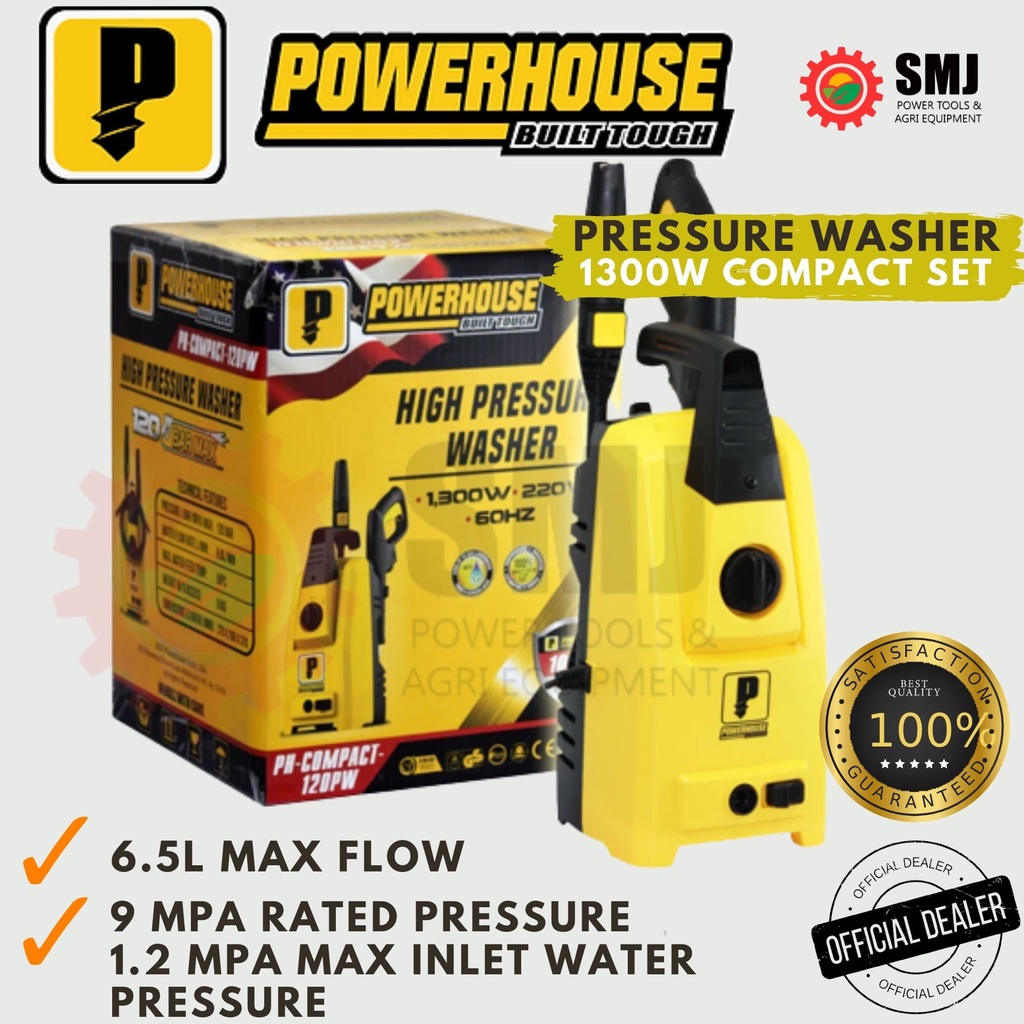 POWERHOUSE Higher Pressure Washer PH-COMPACT-120PW 120 bar 1300W ...