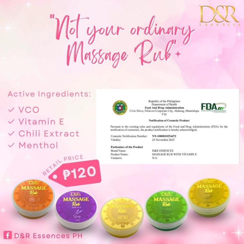 D&R ESSENCES MASSAGE RUB 50g | Shopee Philippines