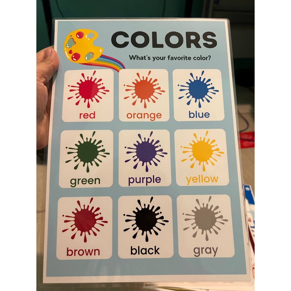 Educational learning materials for kids Laminated A4 Size Chart COLORS ...