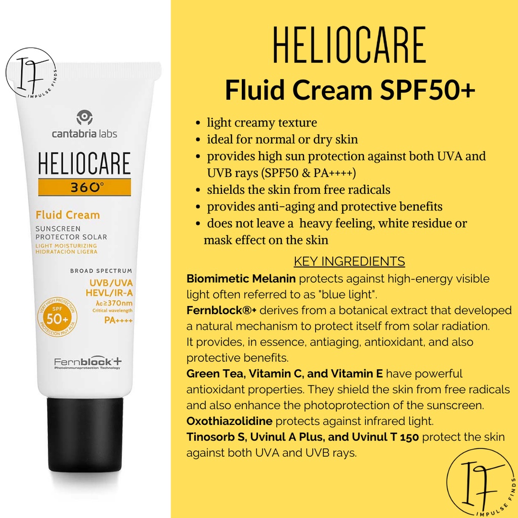 Heliocare 360 Fluid Cream SPF50+ 50ml | Shopee Philippines
