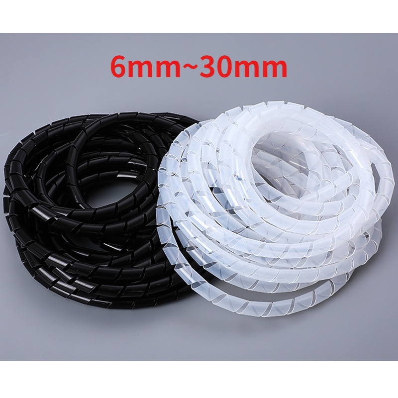 6mm~30mm Cable Sleeve Winding Pipe Spiral Wrapping Transparent/Black ...
