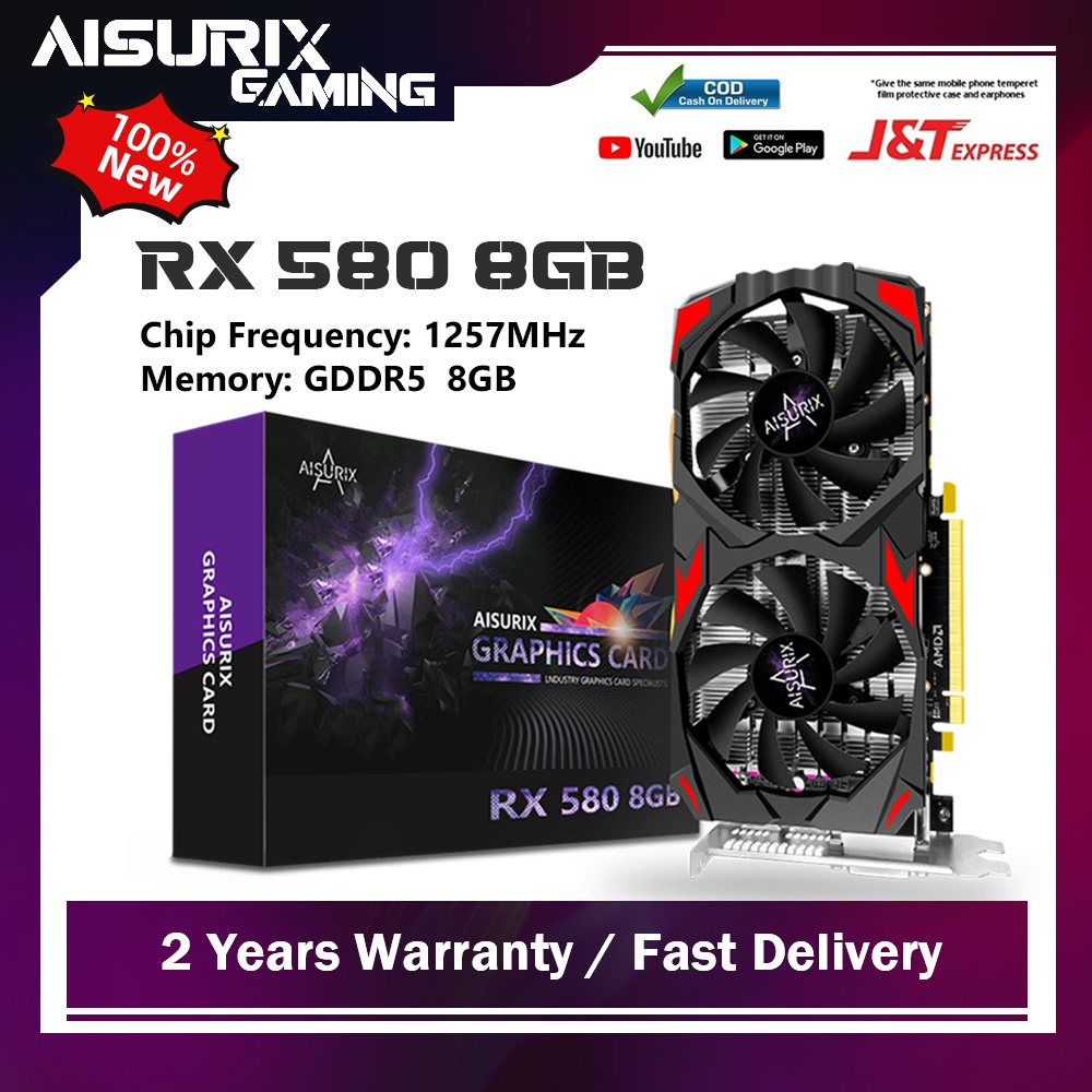 【AISURIX】100%Brand New AMD Graphic Cards RX Series RX 580 8G GDDR5 ...