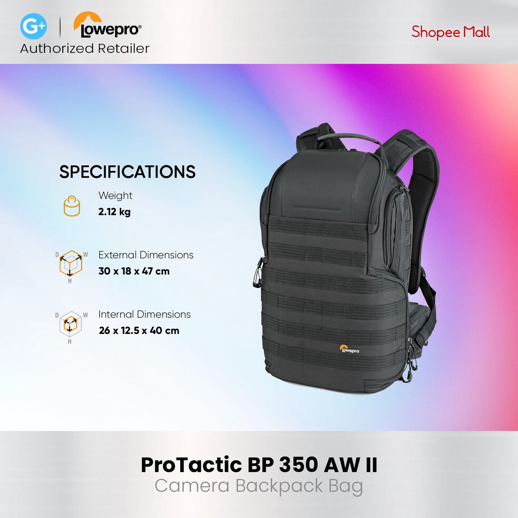 Lowepro ProTactic BP 350 AW II Camera and Laptop Backpack (Black ...