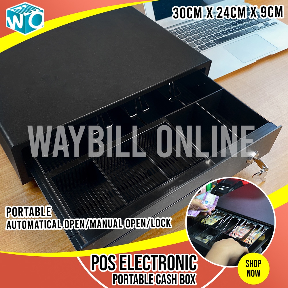 Cash Box Portable Security Safe Box Lock Metal POS electronic storage 4 ...