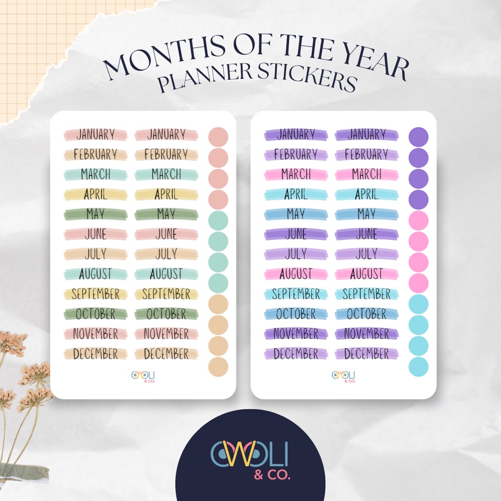 Months of the Year Planner Stickers - functional stickers for planners ...