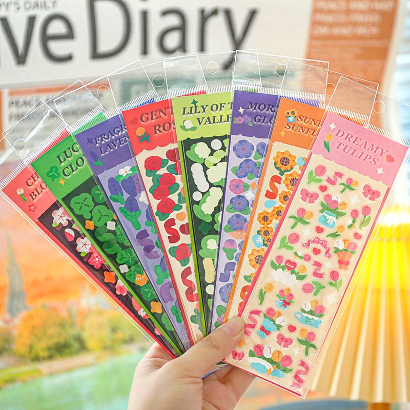 Die Cutting Stickers Plant Flower Shiny Series Decals Diy Photocard ...