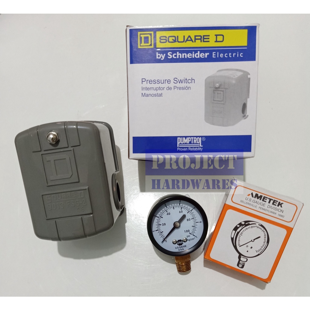 Square D by Schneider Pressure Switch with free Pressure Gauge | Shopee ...