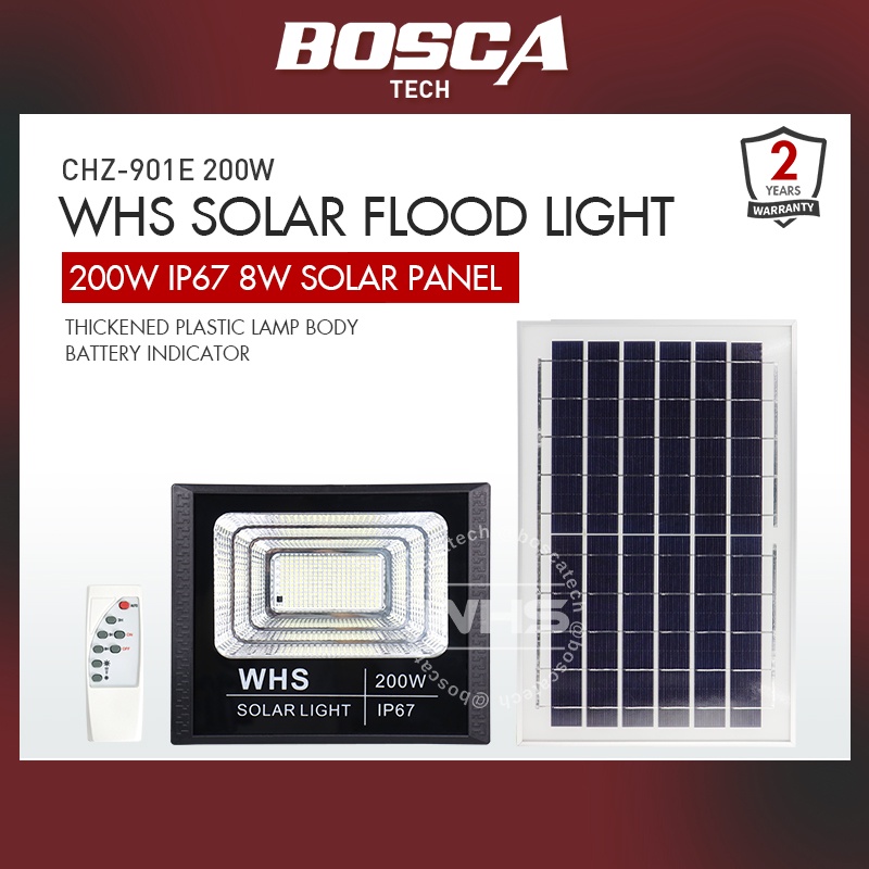WHS Solar Flood Light CHZ-901E 200W IP67 with remote control Battery ...