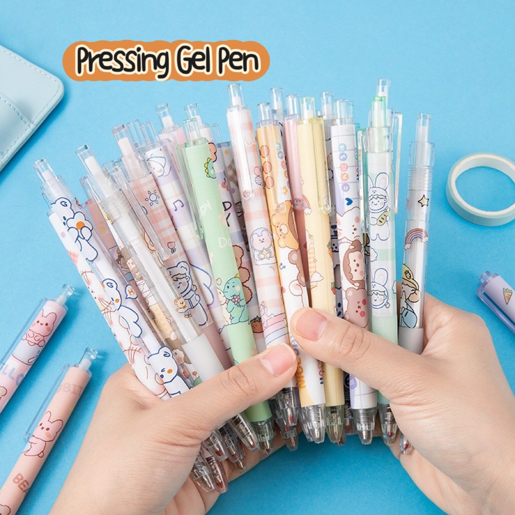 10 Pcs Retractable Gel Pen Cute Pens Black Ink 0.5 mm School Supplies ...