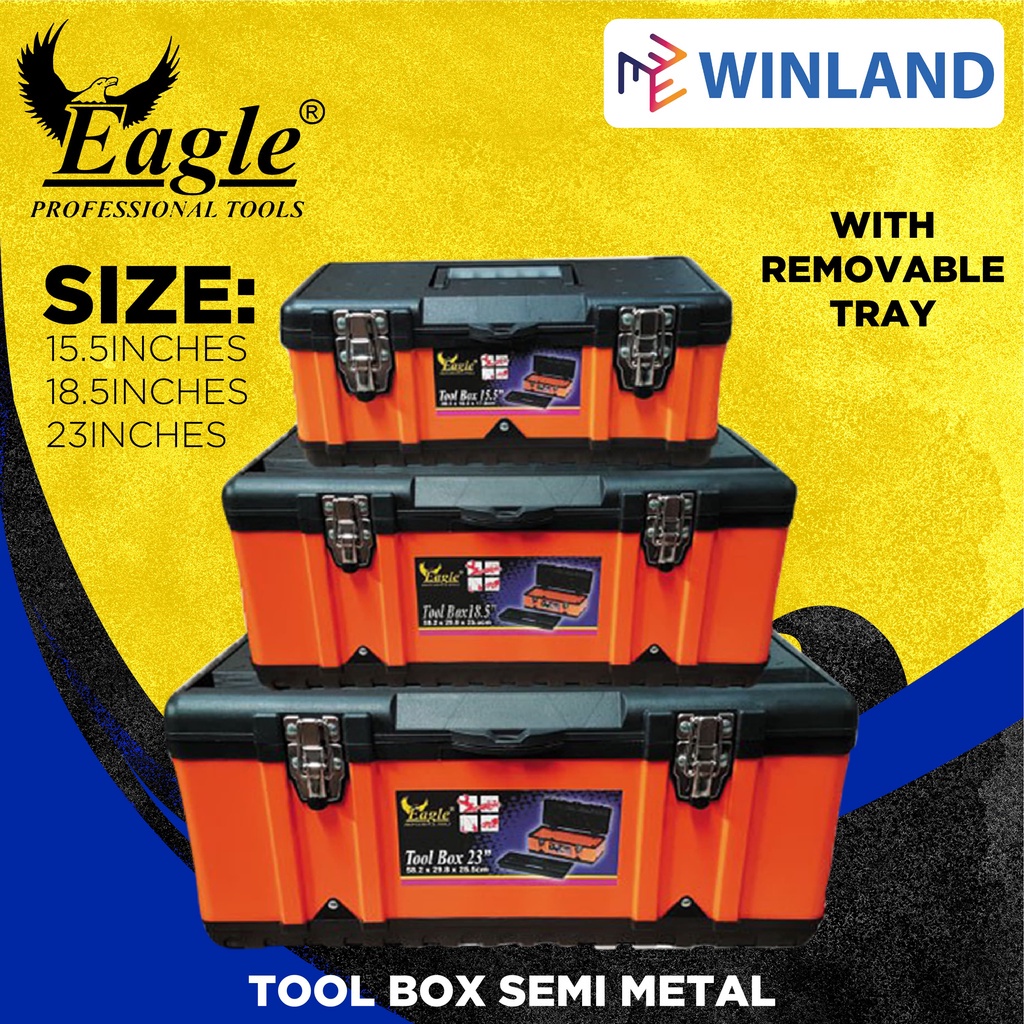 EAGLE TOOLS by Winland Tool Box Semi Metal with Removable Tray | Shopee ...