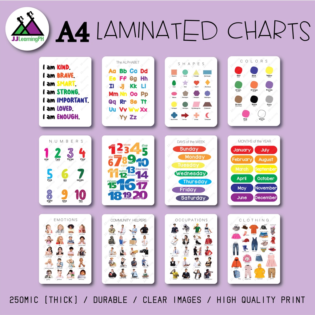 (1of 2) A4 Minimalist Educational Poster | Laminated Learning Chart ...